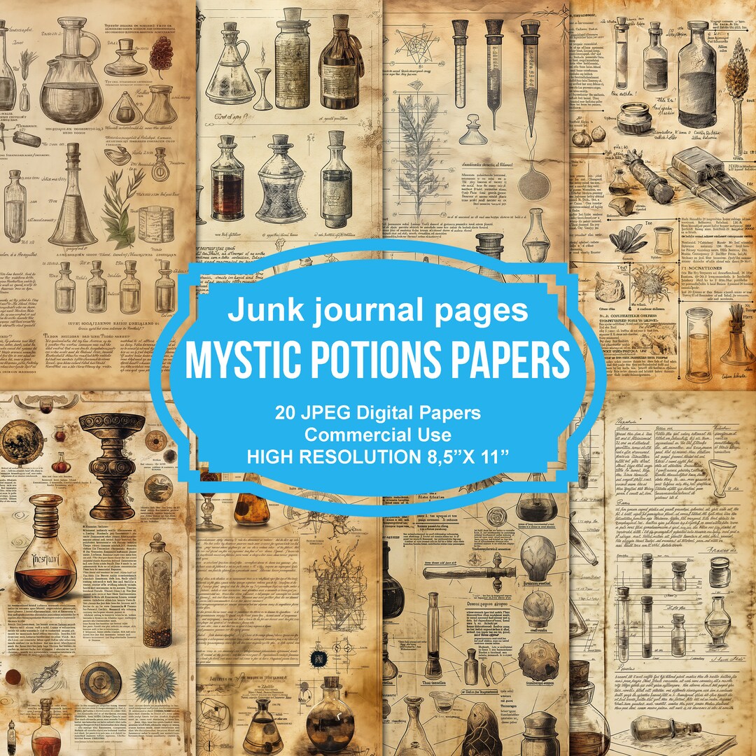 Mystic Potion Junk Journal Printable Pages, Junk Journal Kit, Scrapbook ...