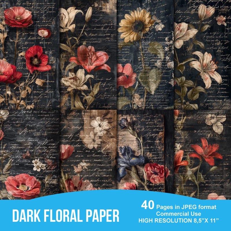 Gothic Flowers Background - Etsy