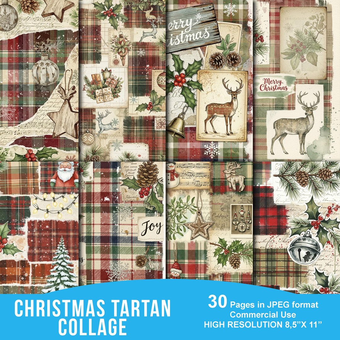 Tartan Plaid Christmas Paper Collage, Christmas Plaid Patterns, Red ...