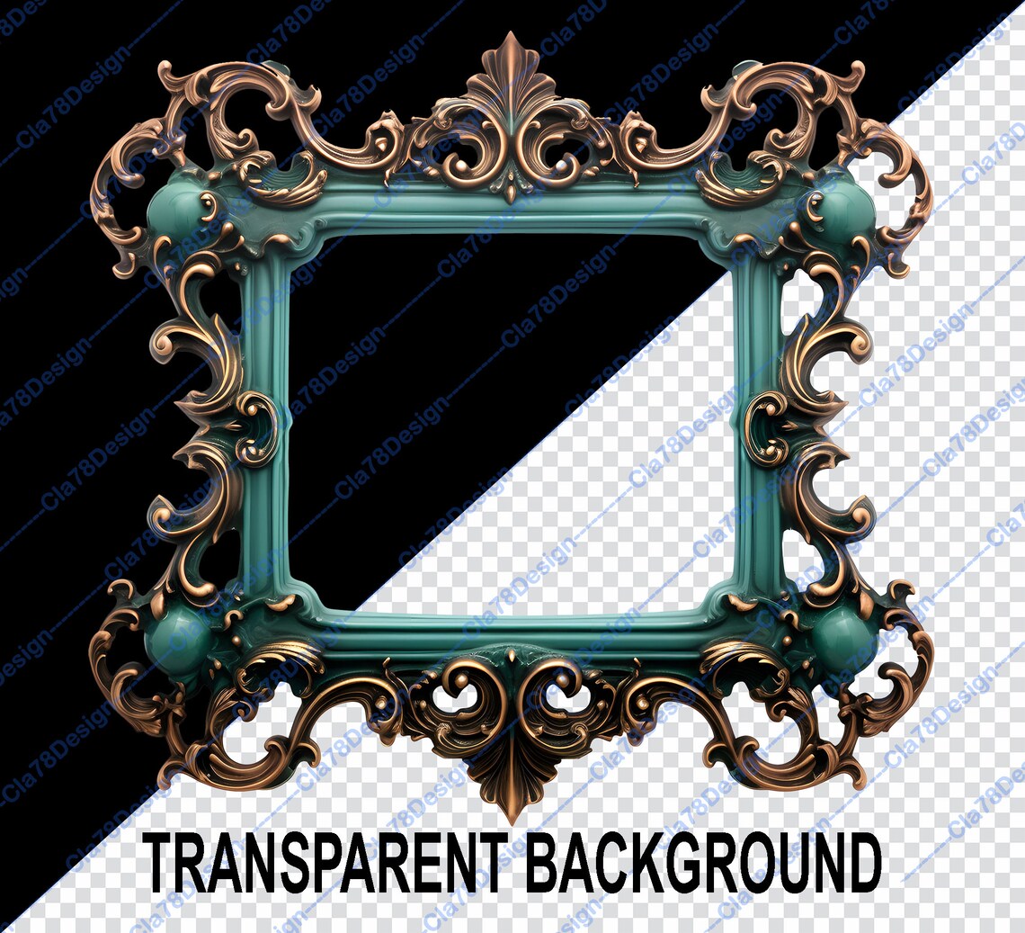 Turquoise Frames Clipart Rococo and Baroque Vintage Clip Art - Etsy