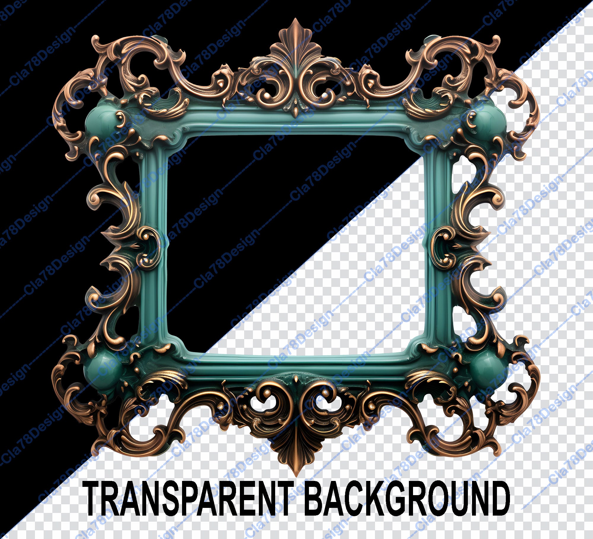 Turquoise Frames Clipart - Rococo and Baroque Vintage Clip Art Graphics ...