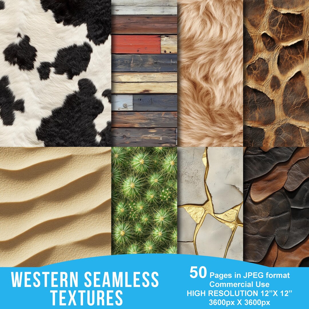 Western Textures Digital Paper, Seamless Cowboy Textures Digital Paper ...