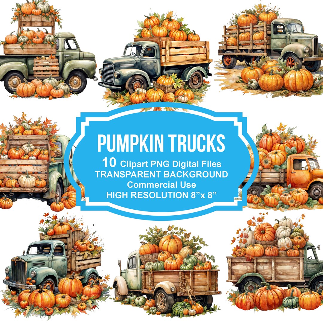 Pumpkin Trucks Clipart - Fall Pumpkin Truck PNG, Pumpkins Harvest ...