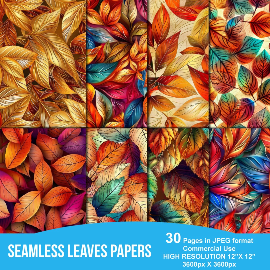 Seamless Autumn Leaves Digital Paper, Leaves Seamless, Autumn Floral ...