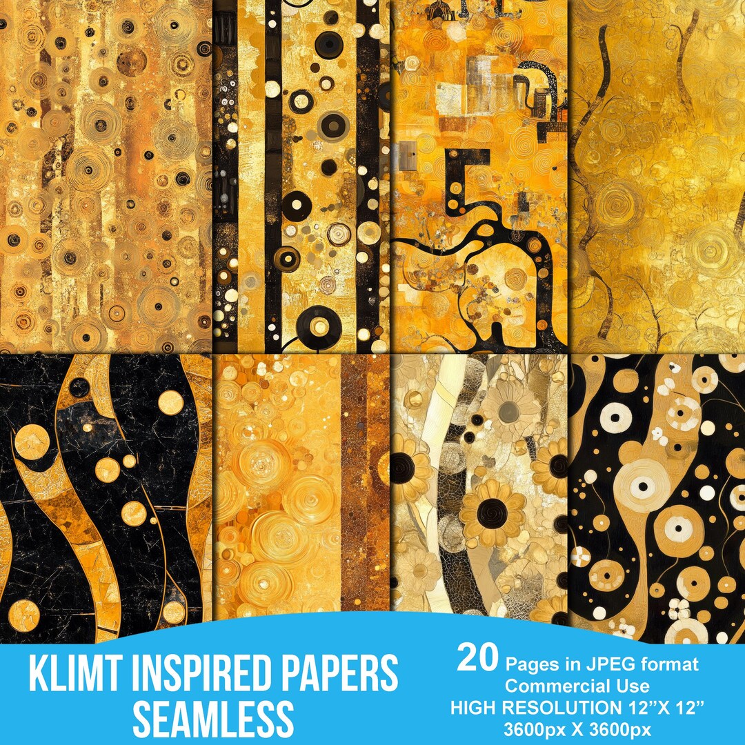 Gustav Klimt Inspired SEAMLESS Patterns, Klimt Digital Paper ...
