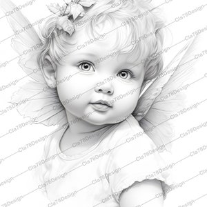 20 Baby Fairies Coloring Pages + Cover, Printable Adult Coloring Book ...