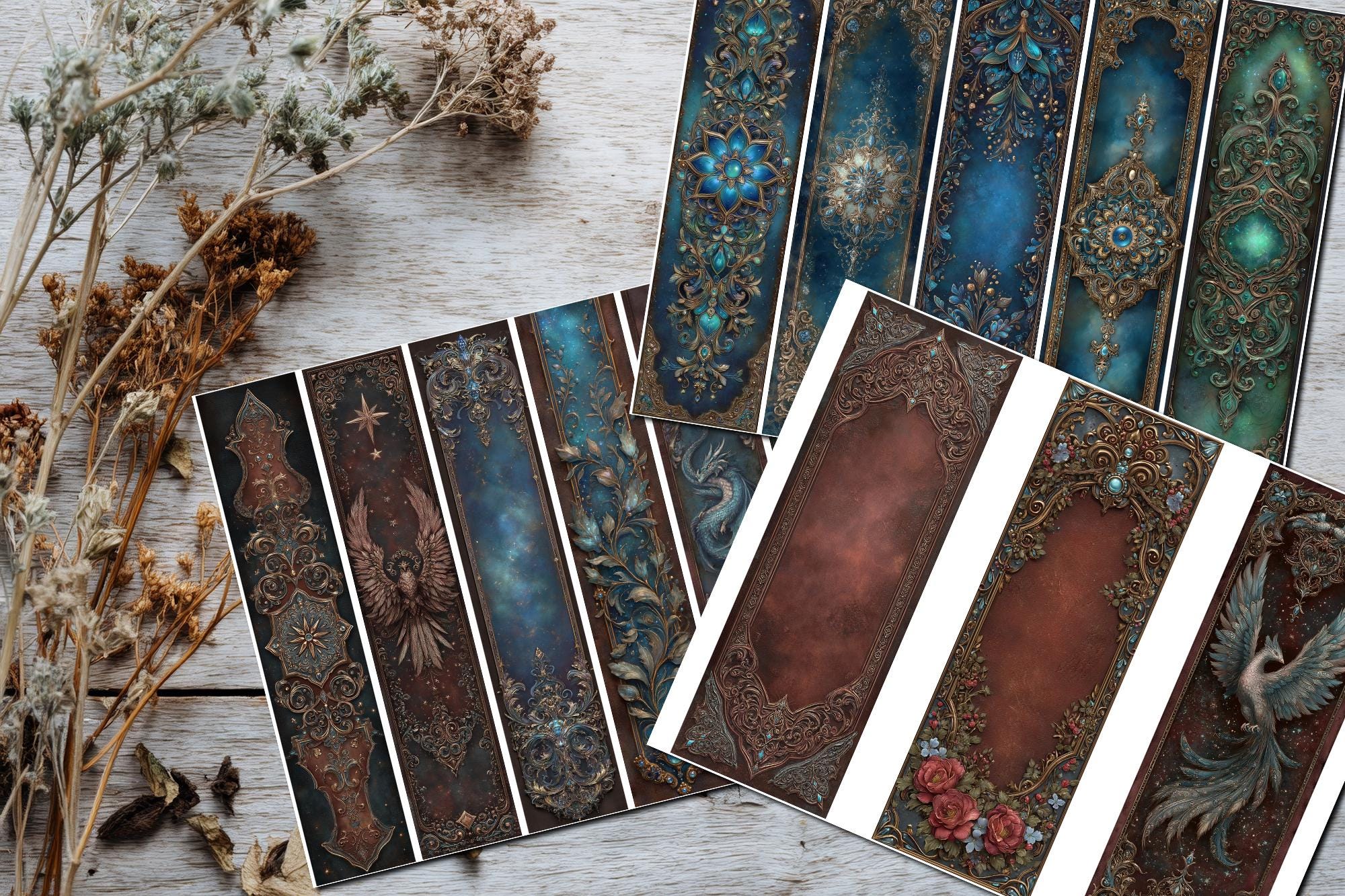 Fantasy Spines for Junk Journal, Book and Mini Book, Spine, Cover ...