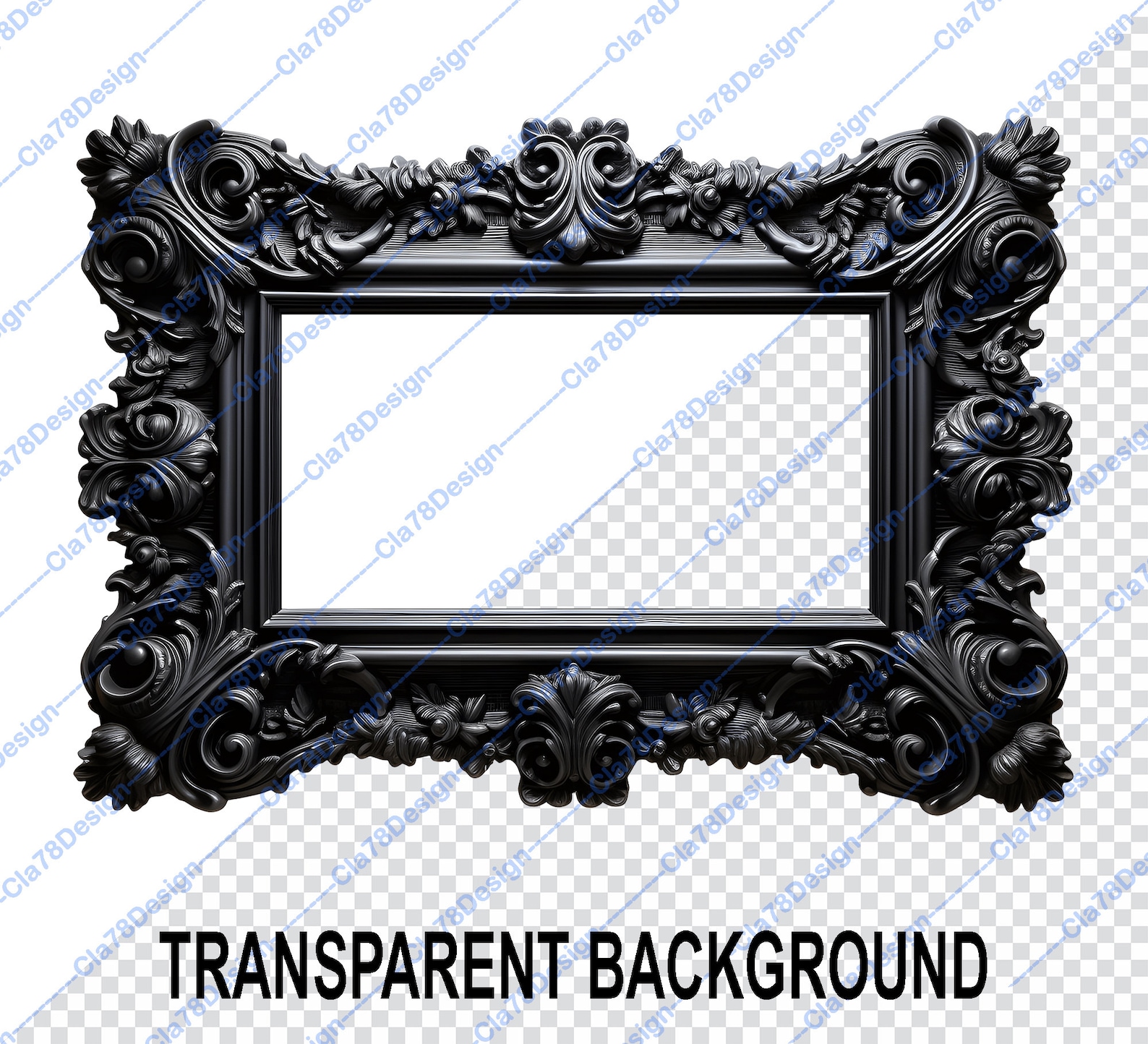 Black Frames Clipart - Rococo and Baroque Vintage Clip Art Graphics for Altered Art or Junk ...