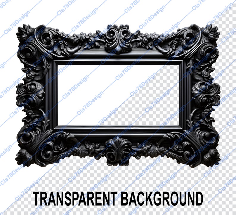 Black Frames Clipart - Rococo and Baroque Vintage Clip Art Graphics for ...