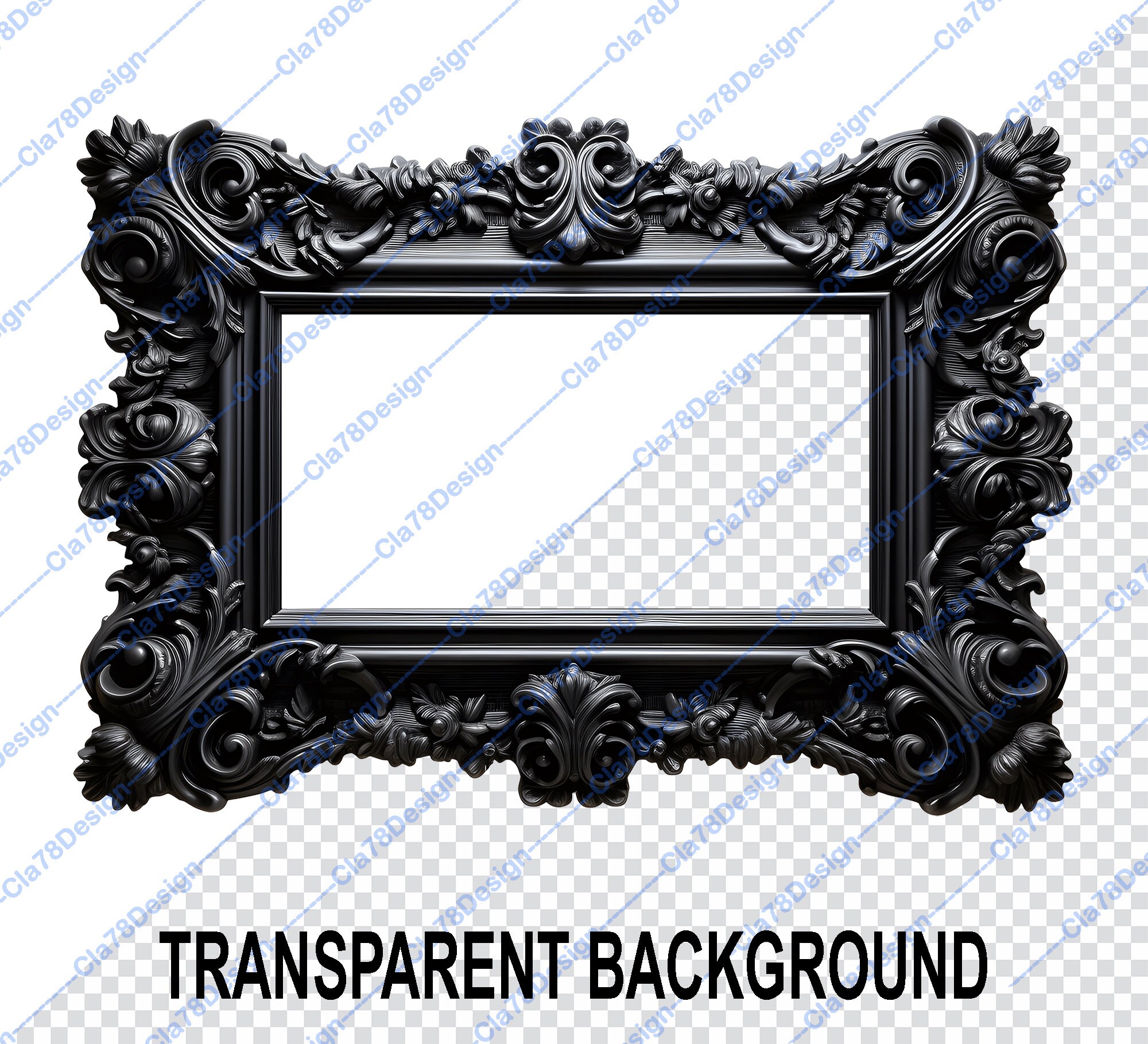 Black Frames Clipart - Rococo and Baroque Vintage Clip Art Graphics for ...