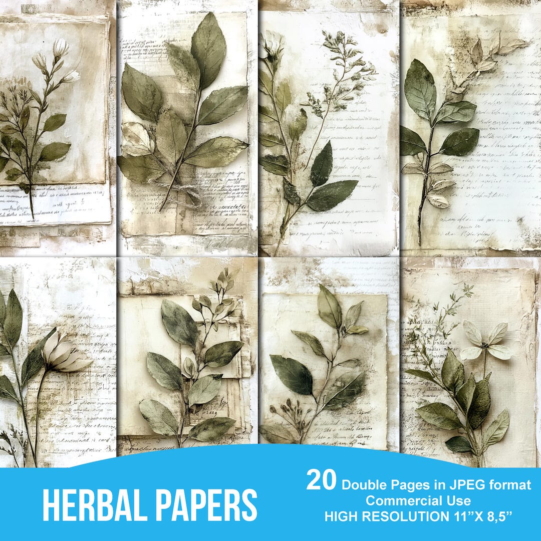 Botanical Herbal Junk Journal Printable Pages, Junk Journal Kit ...