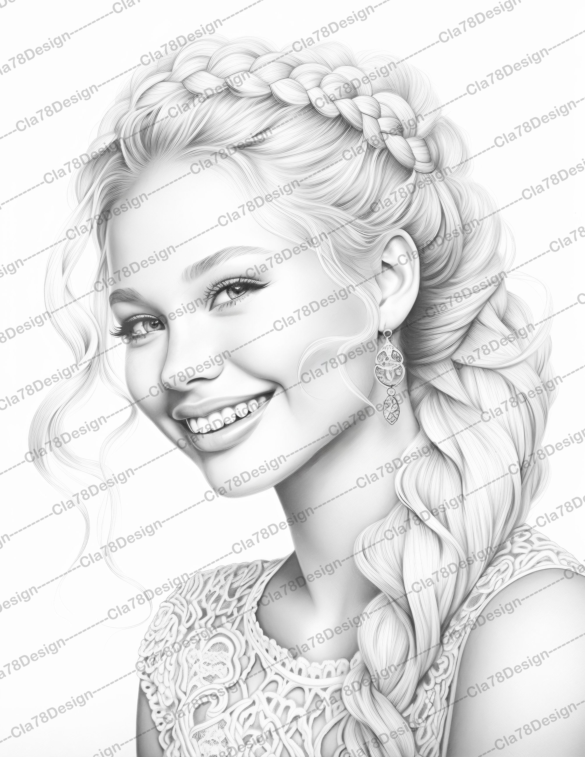 20 Hairstyles Coloring Pages Cover, Printable Adult Coloring Book ...
