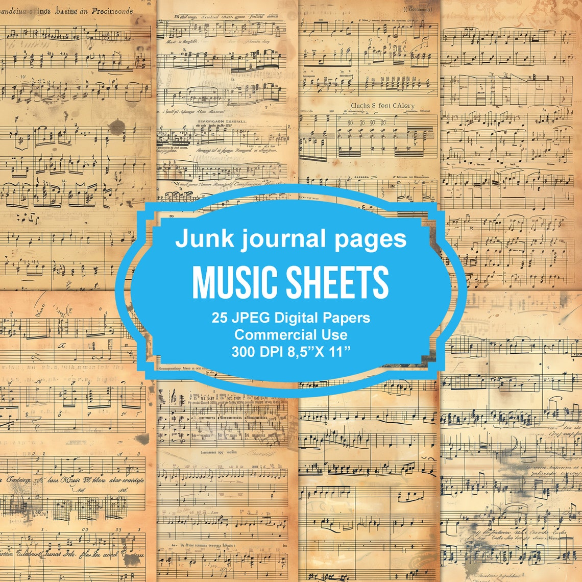 Vintage Sheet Junk Journal Printable Pages, Junk Journal Kit, Scrapbook ...