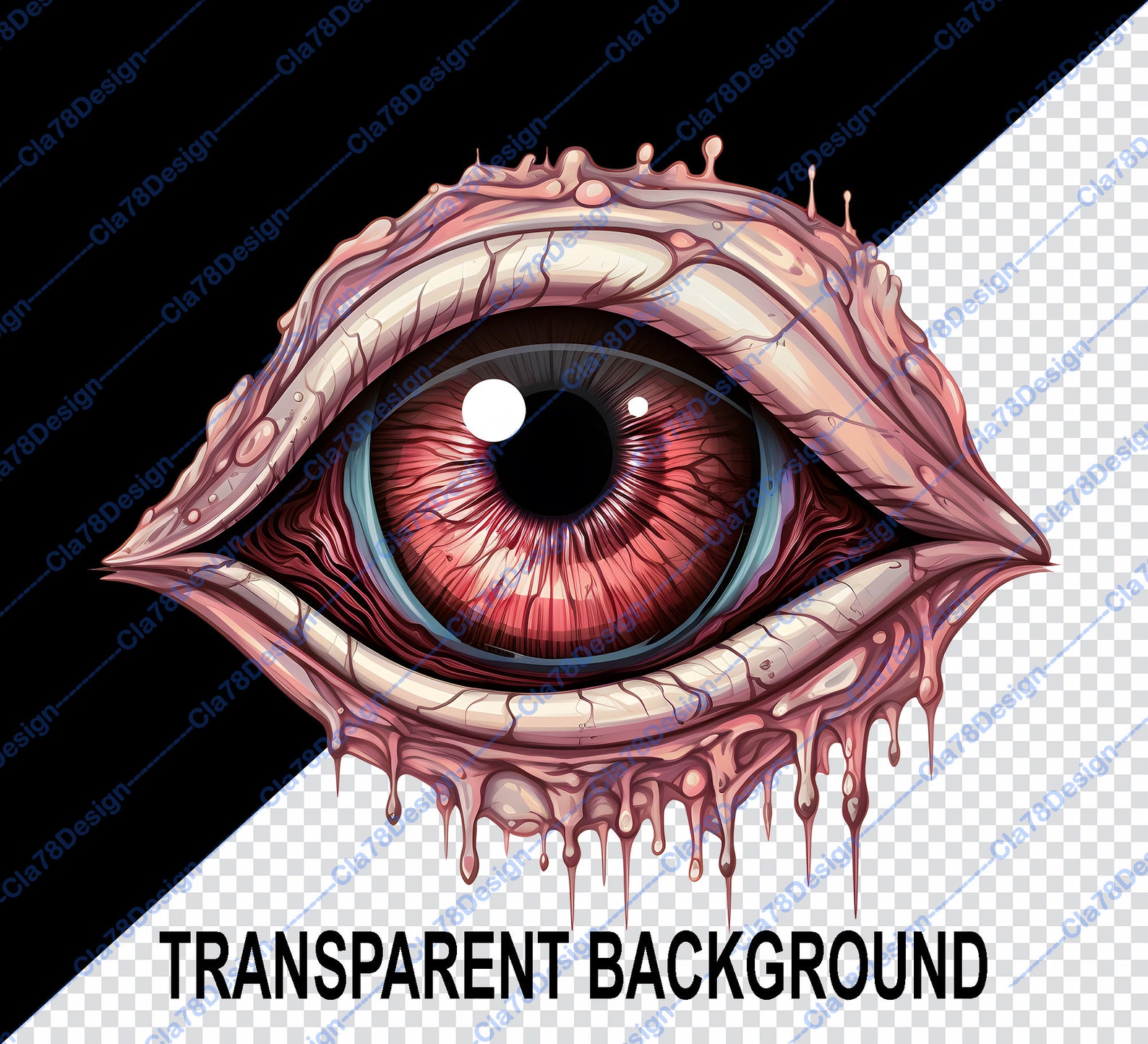 20 Horror Eyes Clipart 8" X 8" - Transparent Background Digital ...