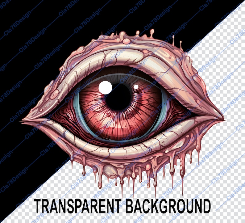 20 Horror Eyes Clipart 8" X 8" - Transparent Background Digital ...