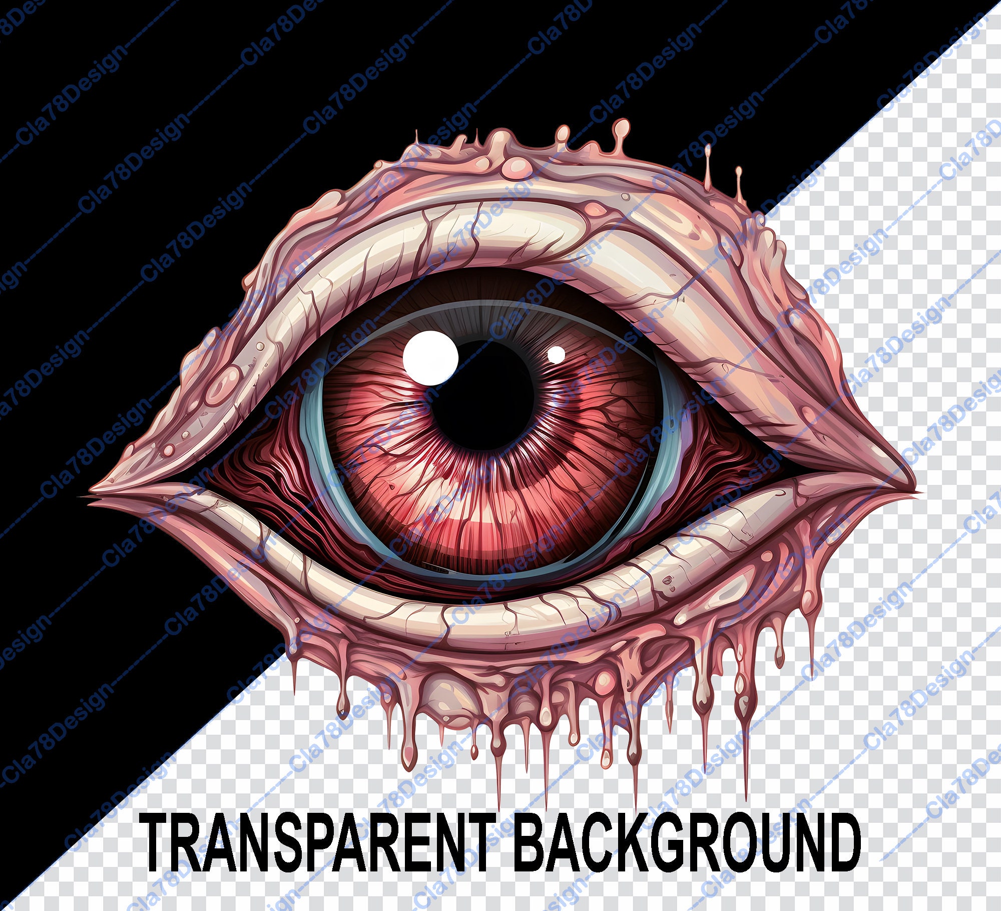 20 Horror Eyes Clipart 8 X 8 Transparent Background Digital Download ...