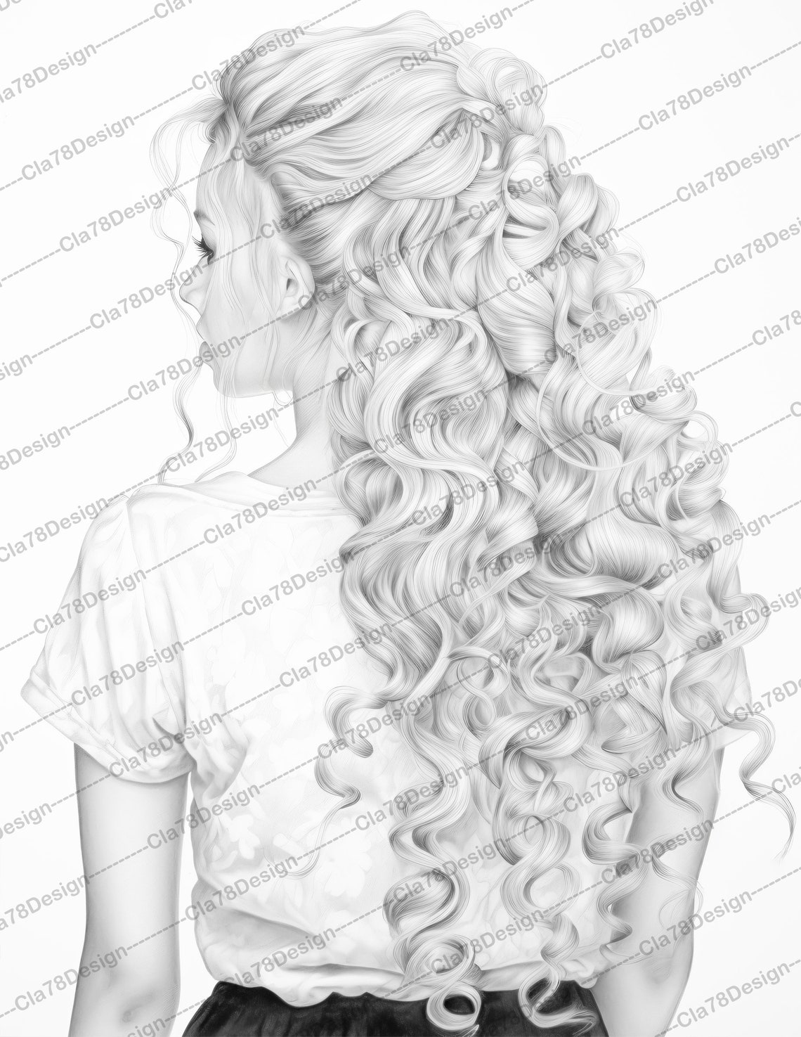 20 Hairstyles Coloring Pages Cover, Printable Adult Coloring Book ...
