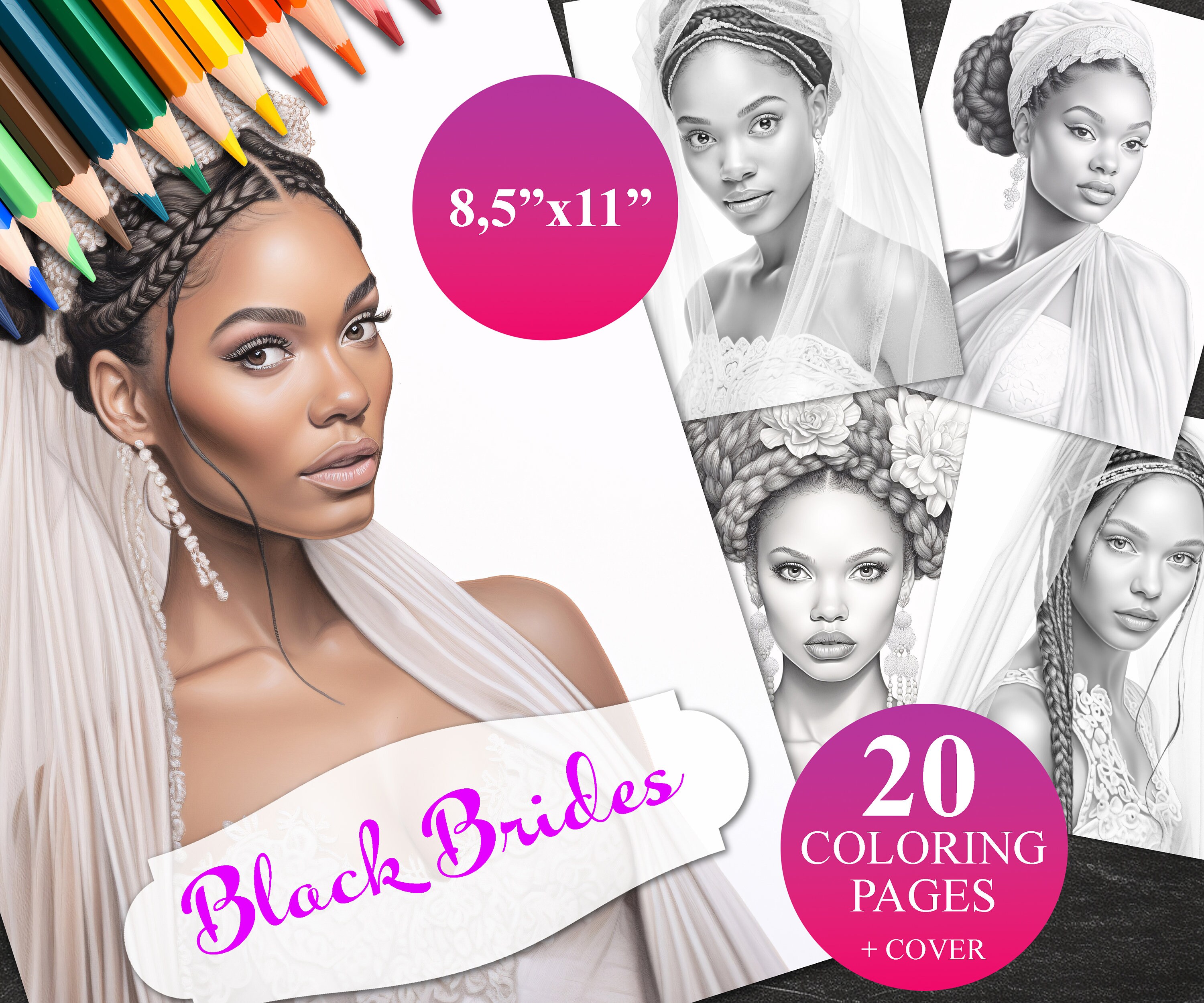 20 Beautiful Black Brides Coloring Pages Cover Printable - Etsy