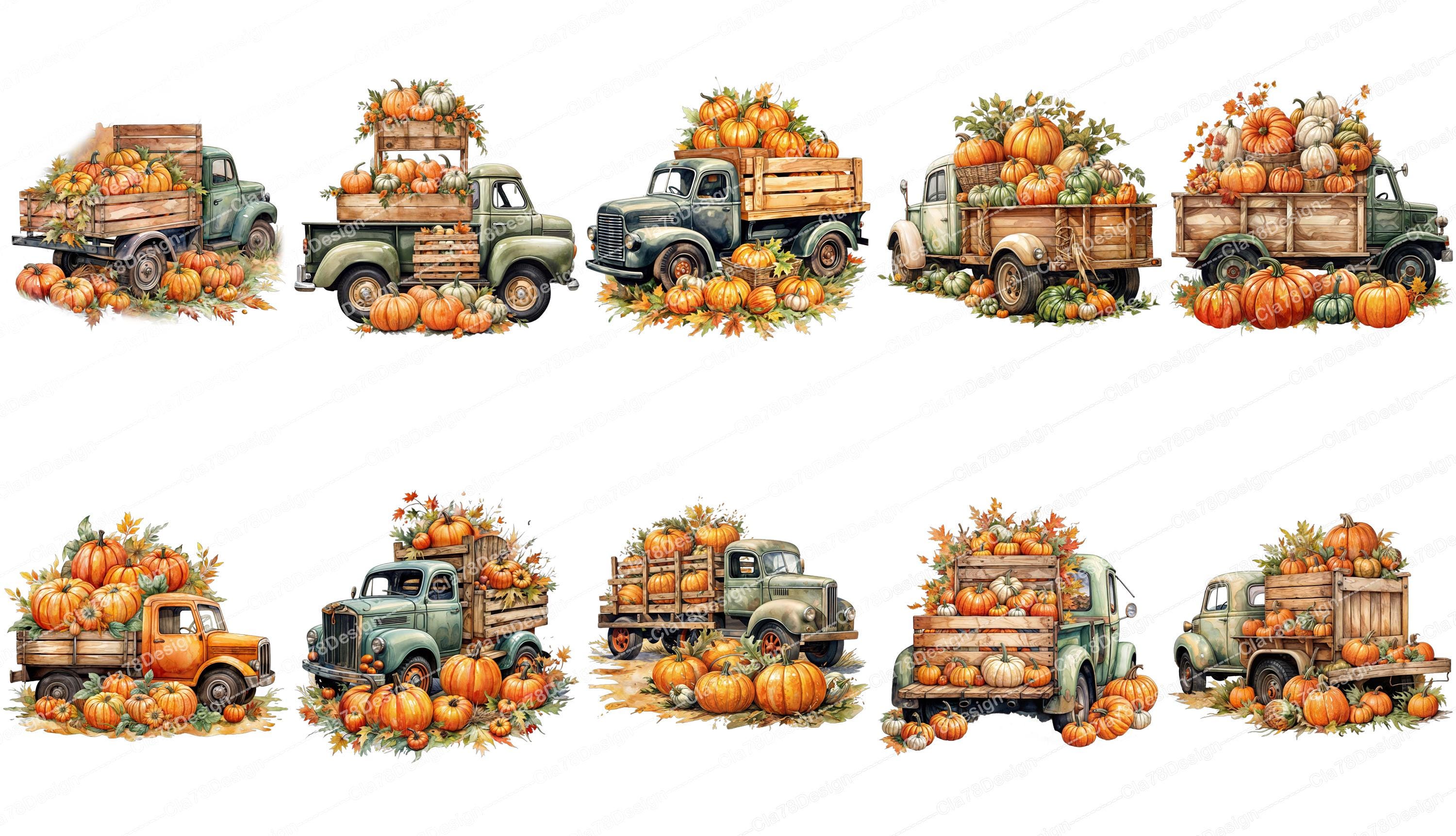 Pumpkin Trucks Clipart - Fall Pumpkin Truck PNG, Pumpkins Harvest ...