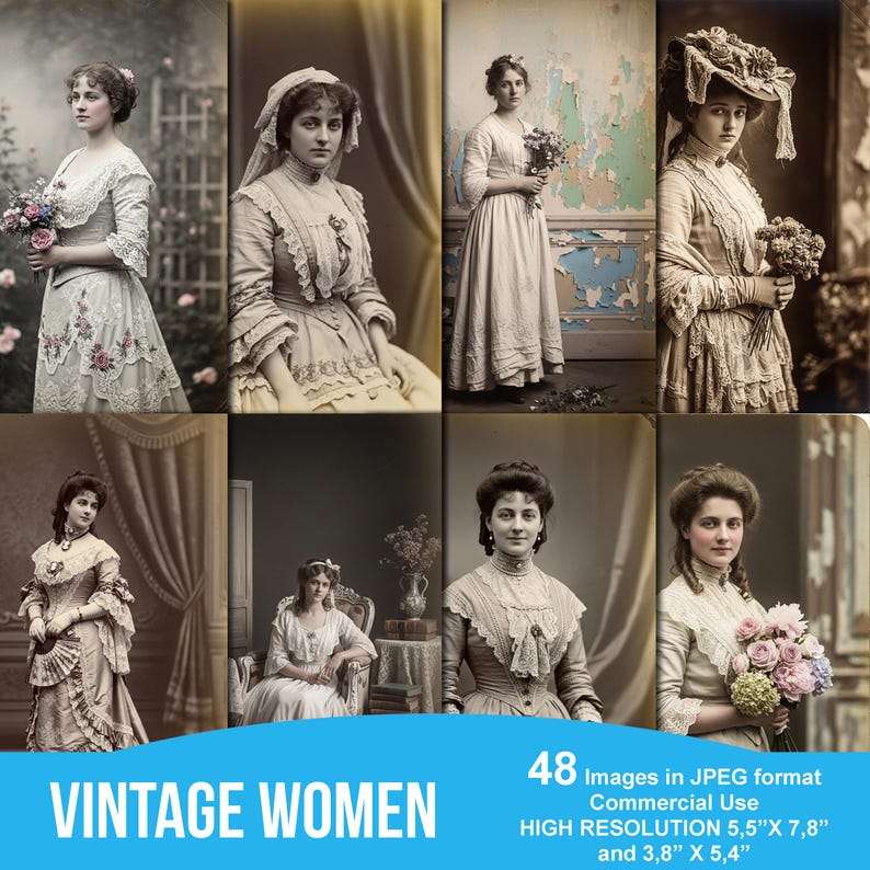 Vintage Women Ephemera, Antique Victorian Lady Portraits, Junk Journal ...