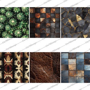 Western Textures Digital Paper, Seamless Cowboy Textures Digital Paper ...
