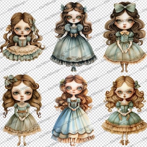 Whimsical Paper Dolls Clipart, Printable Digital Paper Dolls, PNG ...