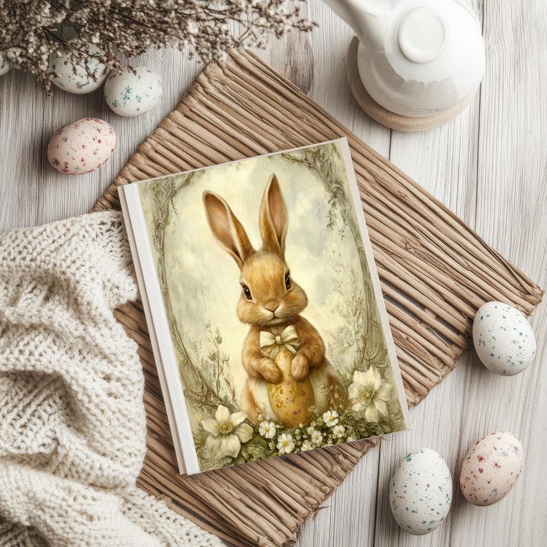 Vintage Easter Junk Journal Pages, Digital Scrapbook, Floral Bunny ...
