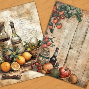 20 Vintage Cooking Junk Journal Pages, Digital Scrapbook Paper ...