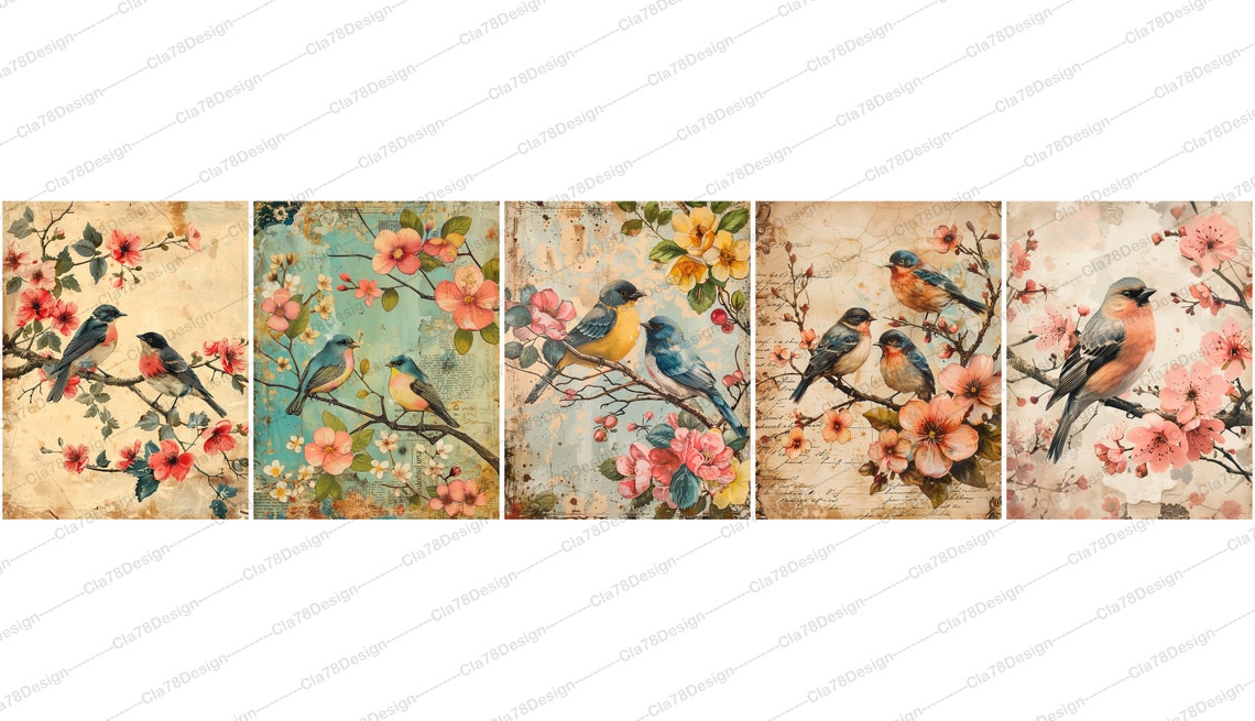 Bird Garden Junk Journal Pages, Bird Ephemera, Scrapbook Printable ...