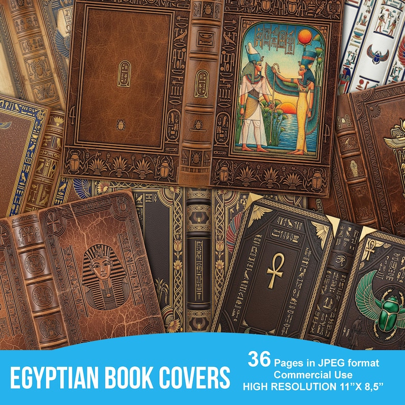 Egyptian Book Covers and Spines, Journal Cover and Spine, Junk Journal ...
