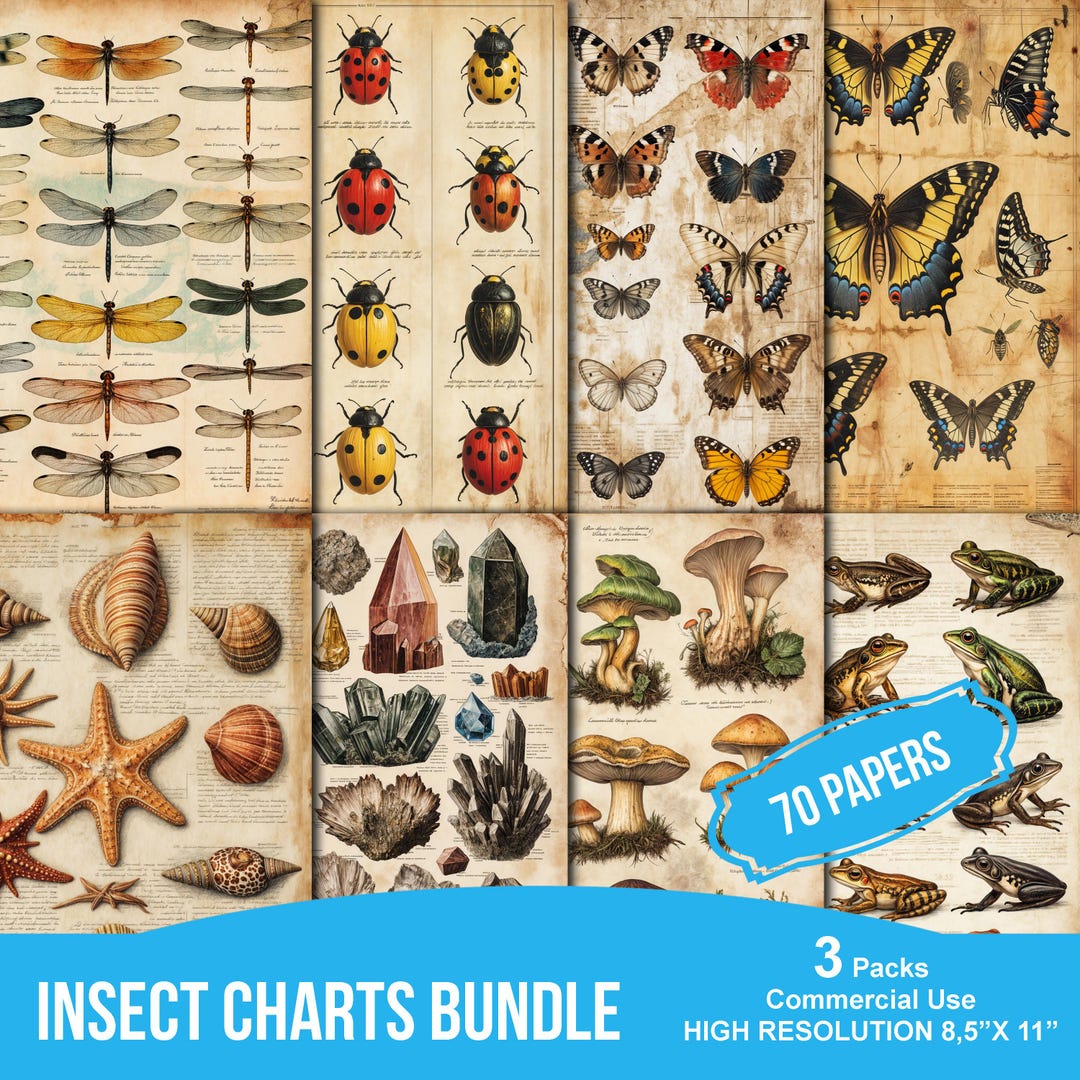 Victorian Naturalistic Charts Bundle Junk Journal Pages, Scrapbook ...