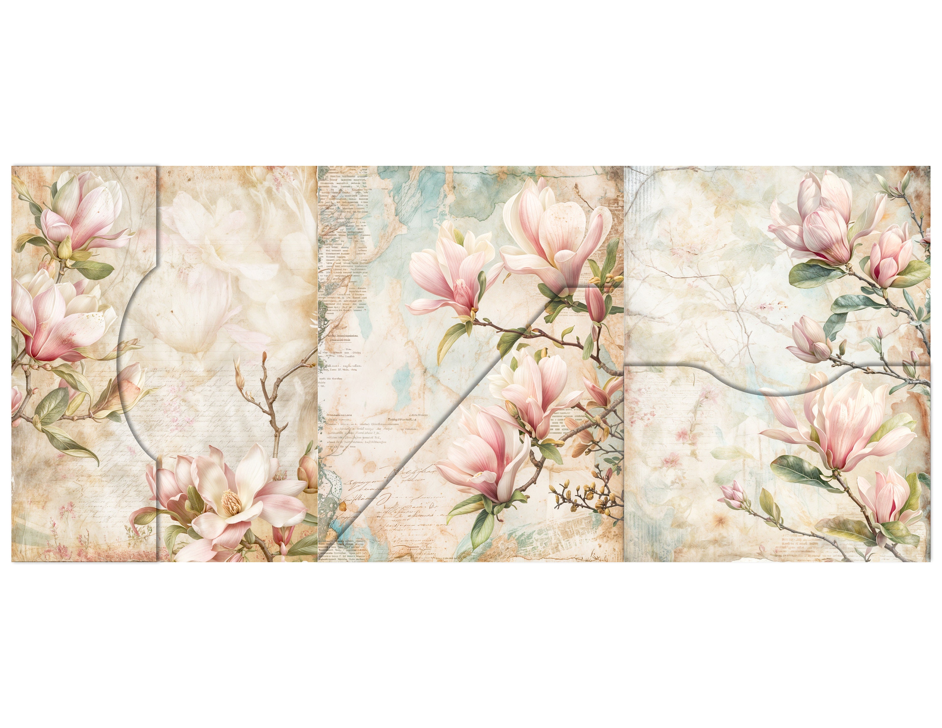 Magnolia Junk Journal Kit, Digital Folder, Collage Sheets, Vintage ...