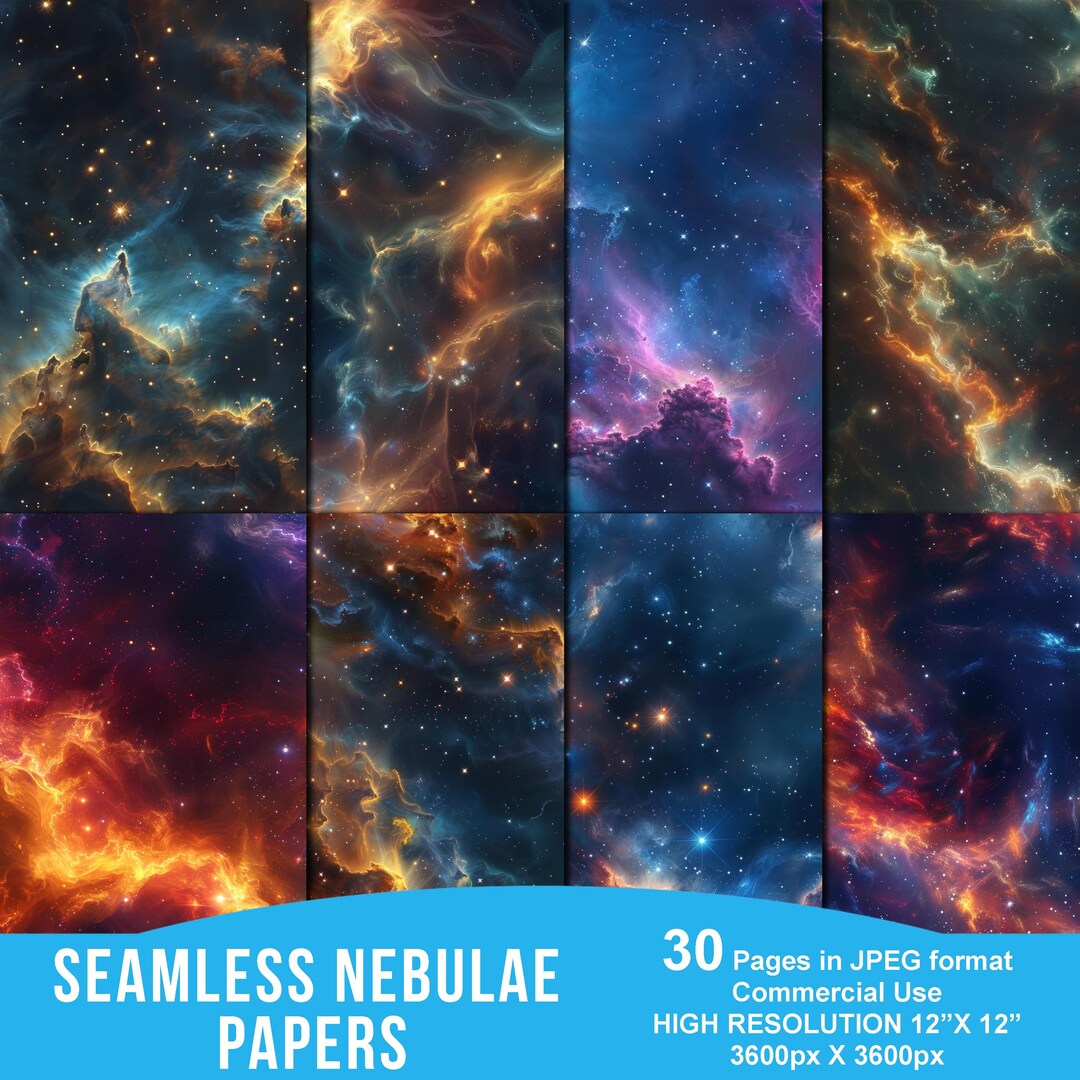 Nebulae Digital Paper, Seamless Texture Galaxy Nebula and Star ...