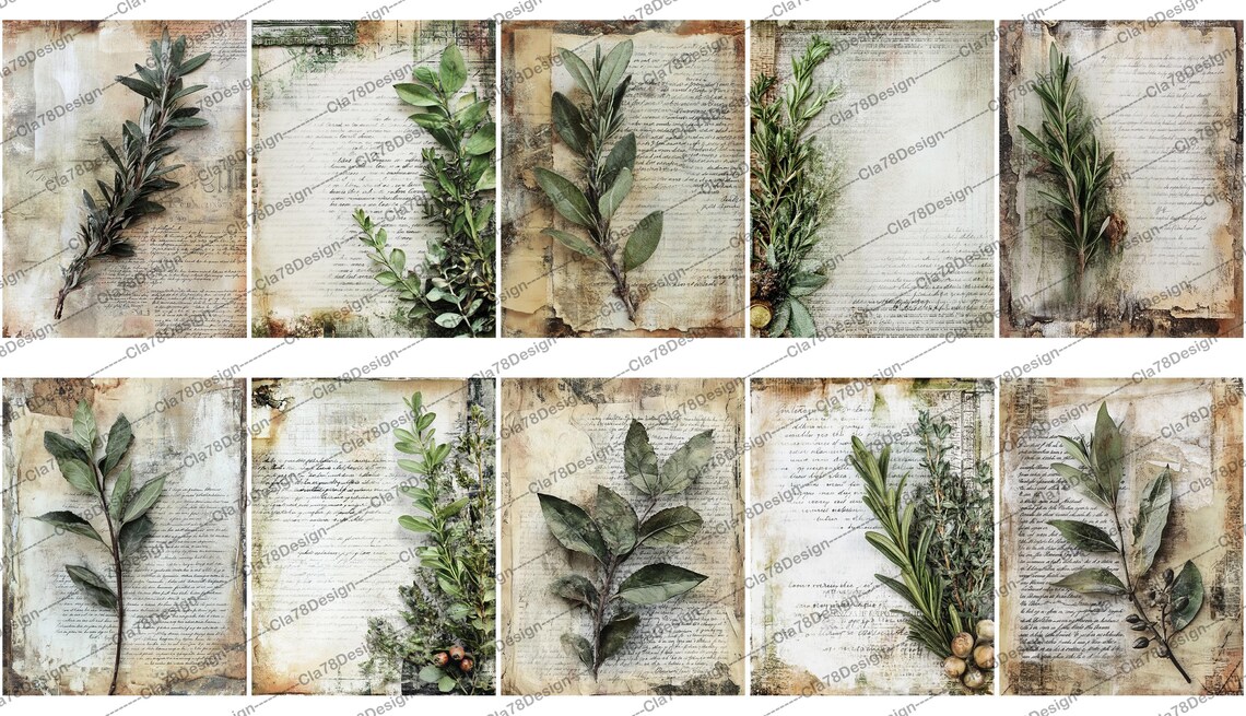 Botanical Green Junk Journal Printable Pages, Junk Journal Kit ...
