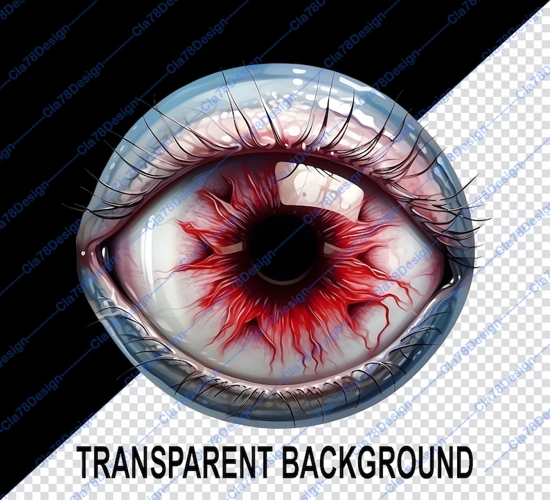 20 Horror Eyes Clipart 8" X 8" - Transparent Background Digital ...