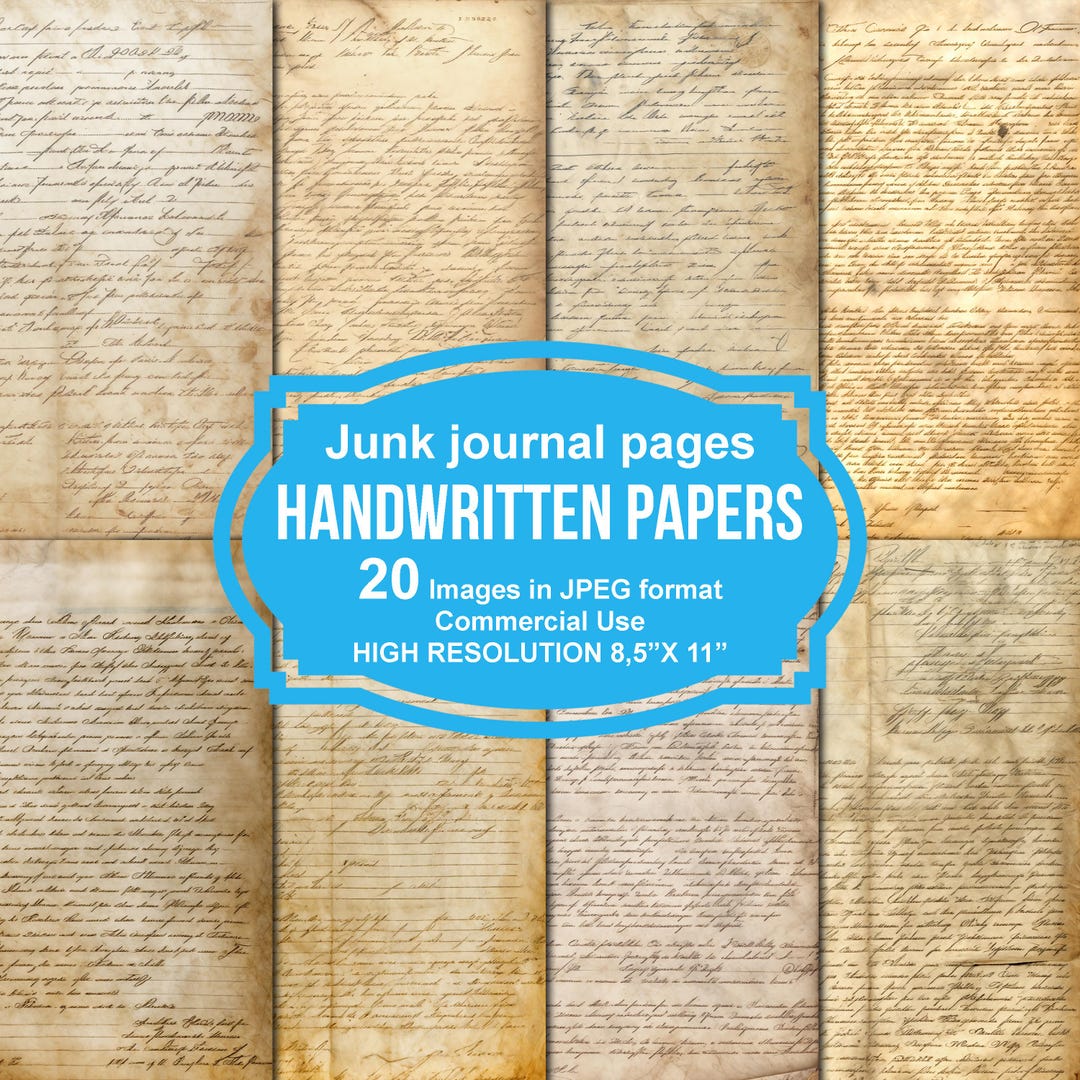 Handwritten Old Junk Journal Printable Pages, Junk Journal Kit ...