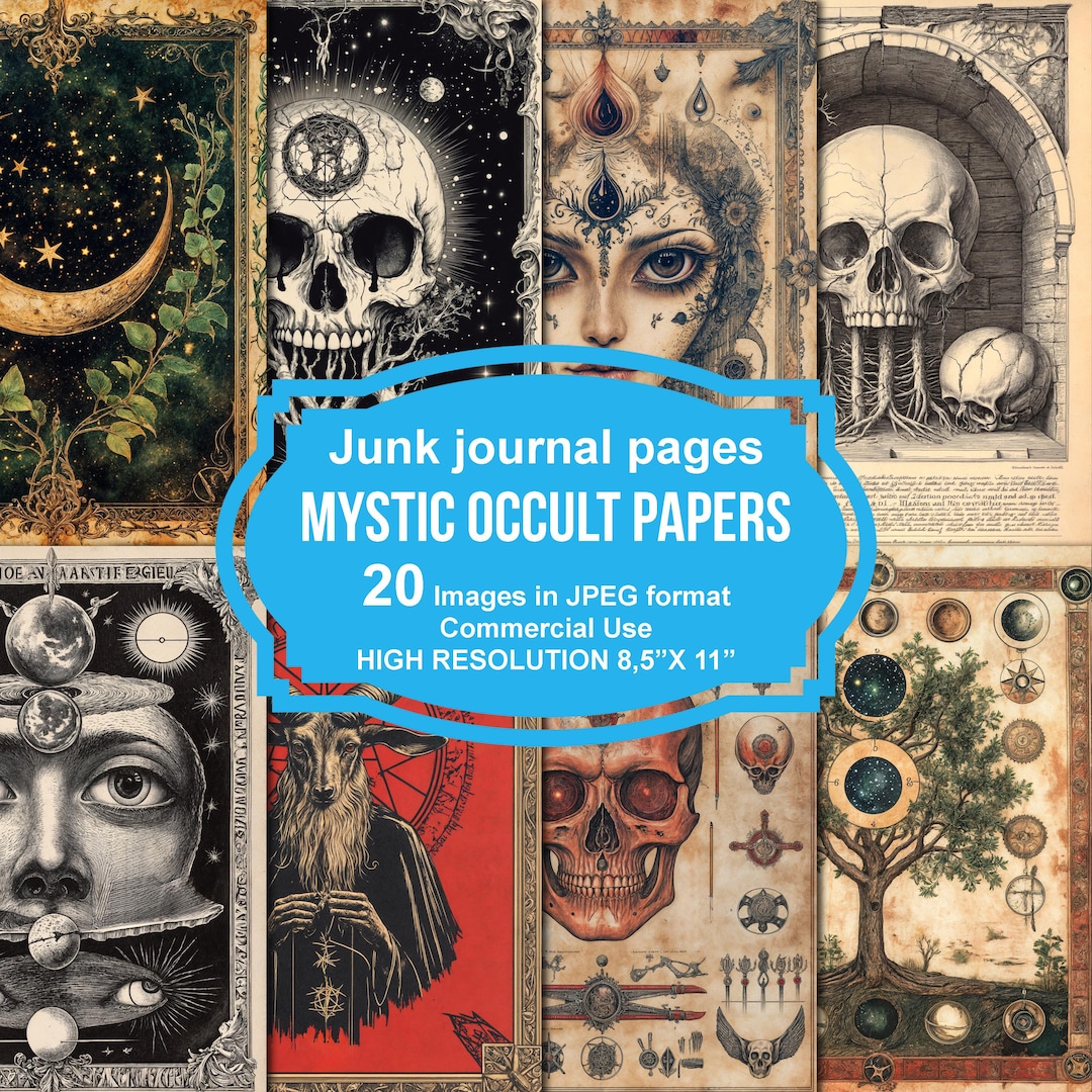 Mystical Occult Digital Papers - Witchy Junk Journal Pages, Dark ...
