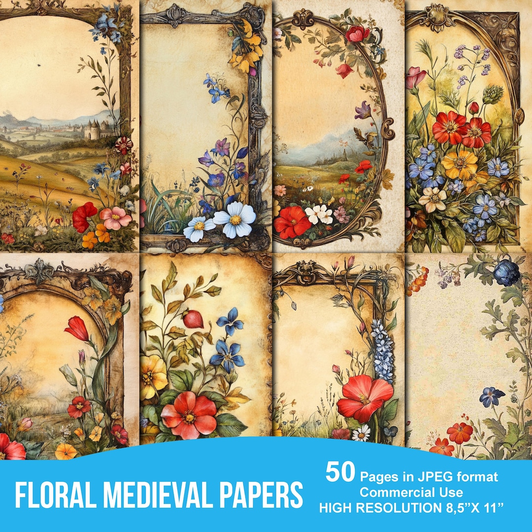 Vintage Medieval Illuminated Manuscript, Paper Journal Kit, Printable ...