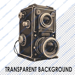 25 Vintage Camera Clipart 6" X 6" - Transparent Background Digital ...