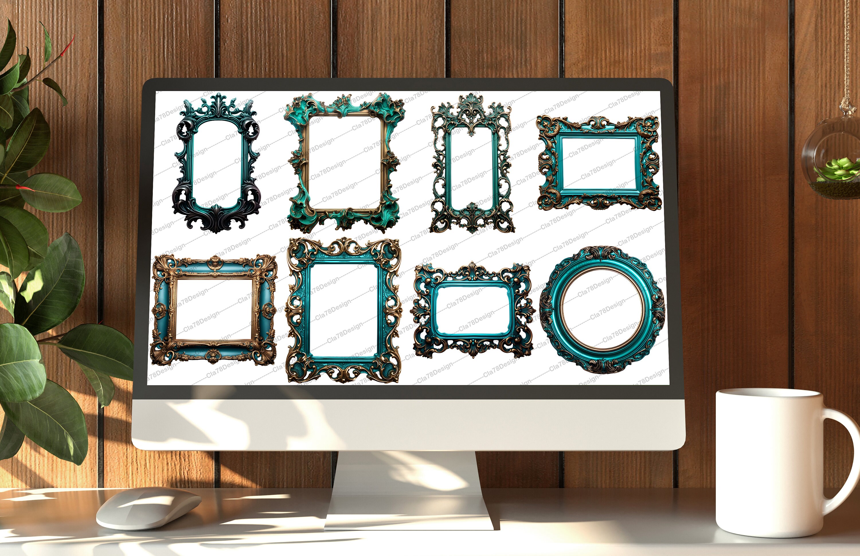 Turquoise Frames Clipart Rococo and Baroque Vintage Clip Art - Etsy