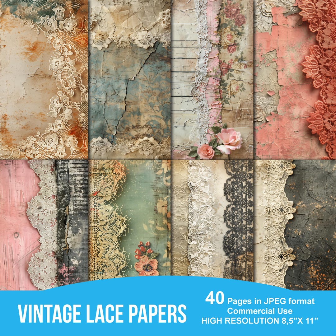 Vintage Lace Junk Journal Printable Pages, Junk Journal Kit, Scrapbook ...