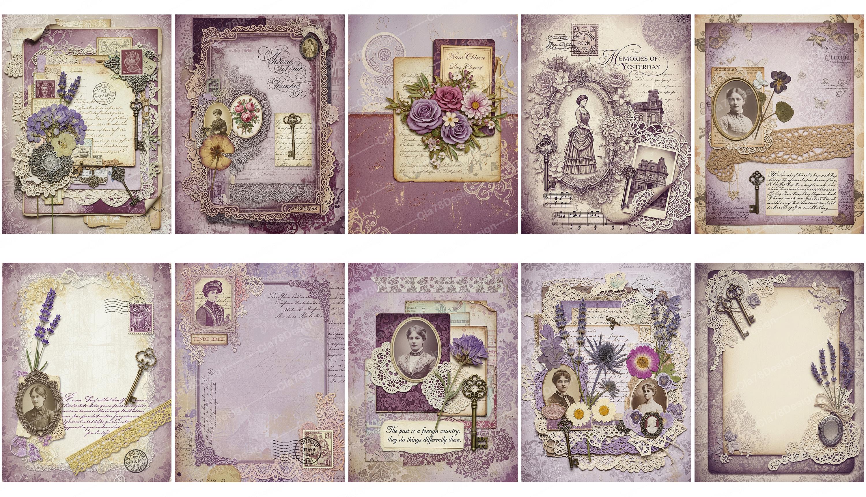 Purple Shabby Journal Pages, Basic Junk Journal Kit, Digital Violet ...
