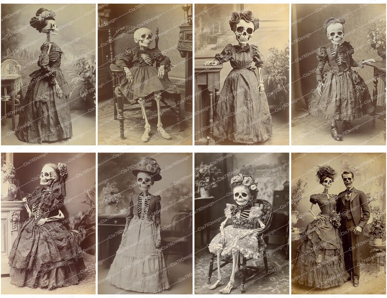 Victorian Skeleton Photos Junk Journal Printable Pages, Scrapbook ...