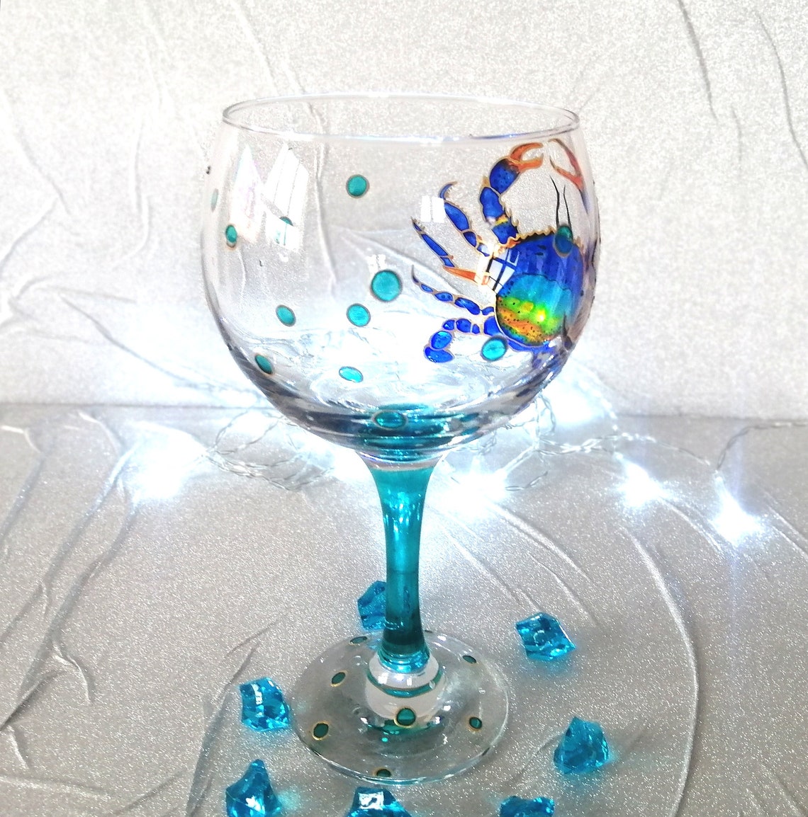 Personalized Blue Crab Gin Glasses Christmas Gin Glasses Winter Gin ...