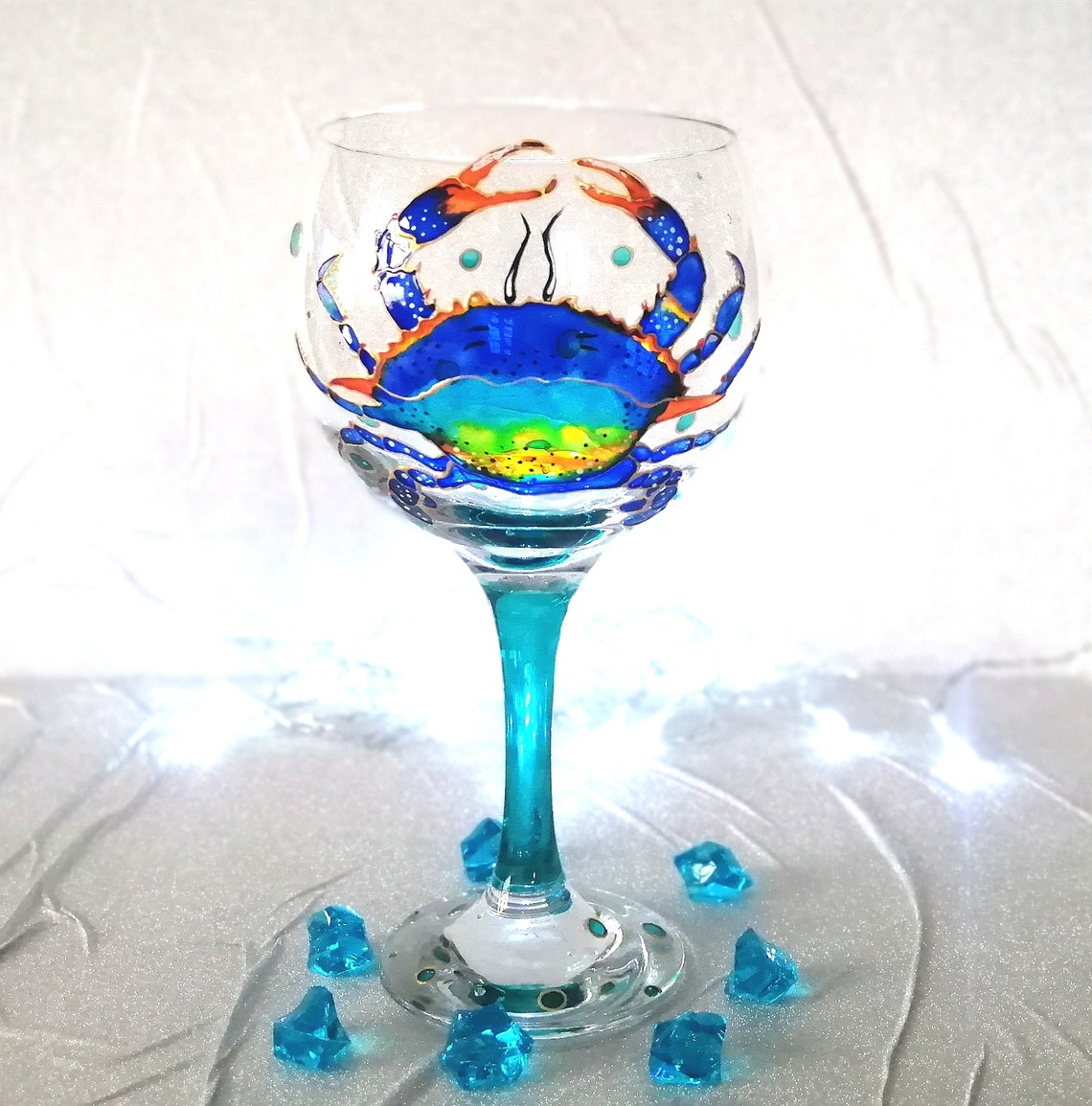 Personalized Blue Crab Gin Glasses Christmas Gin Glasses Winter Gin ...