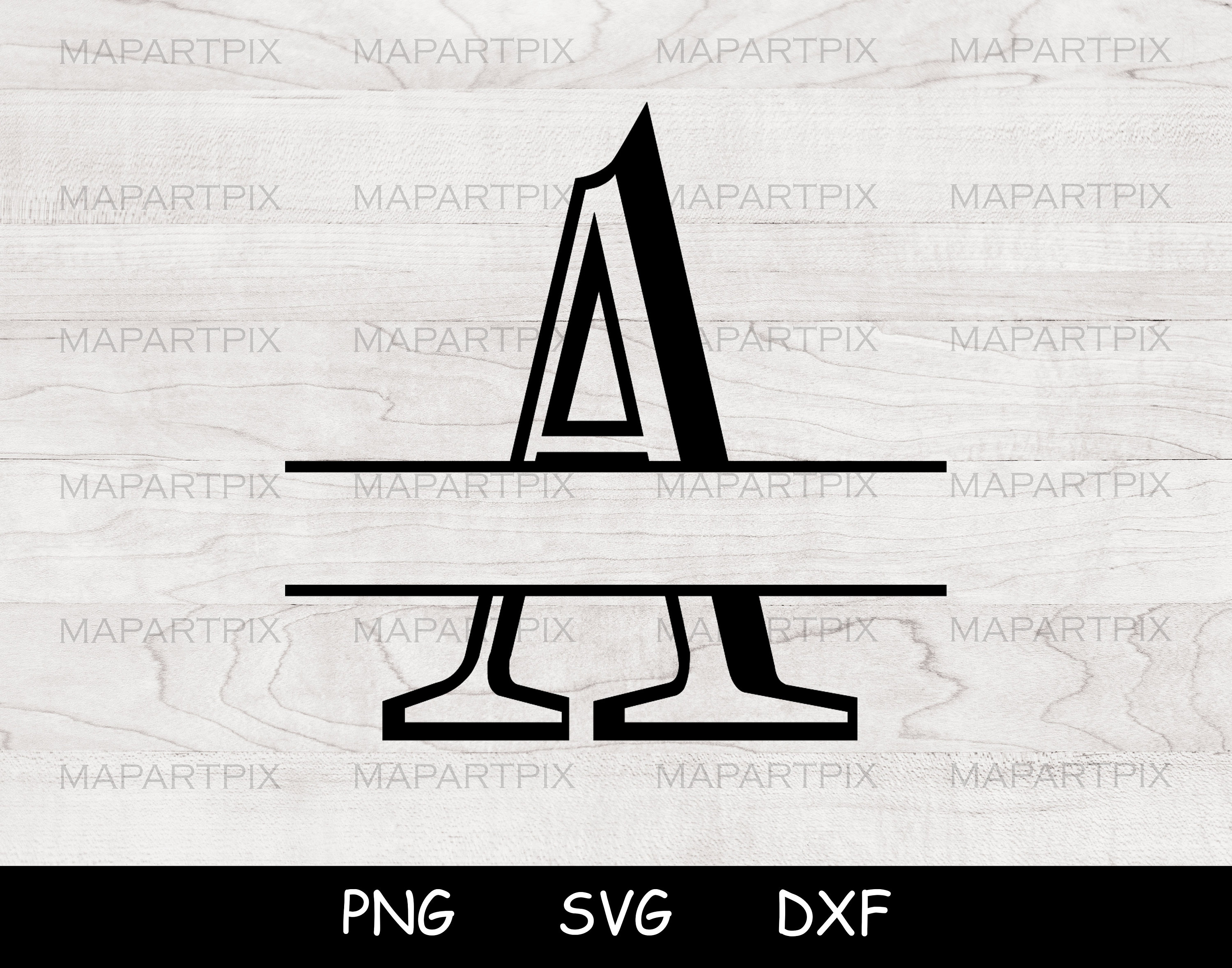 Split Monogram SVG / DXF / PNG, apellido svg, letra dividida A, letra ...