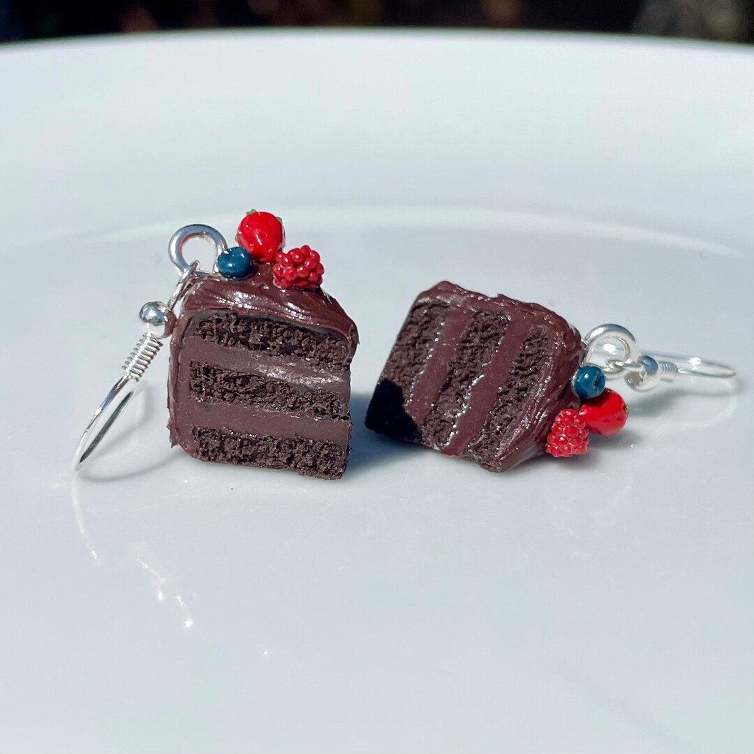 Chocolate Cake Earrings - Etsy