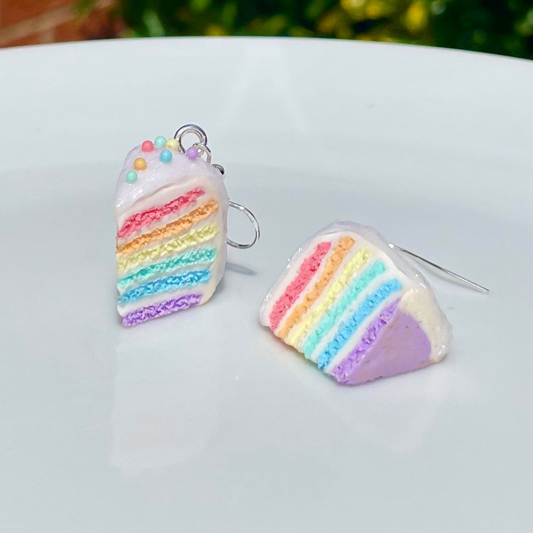 Rainbow Cake Earrings - Etsy