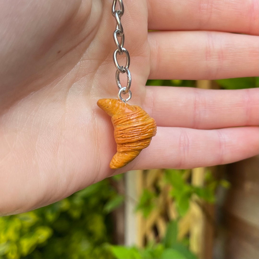 Polymer Clay Croissant Keyring: Miniature Food Jewelry - Etsy UK