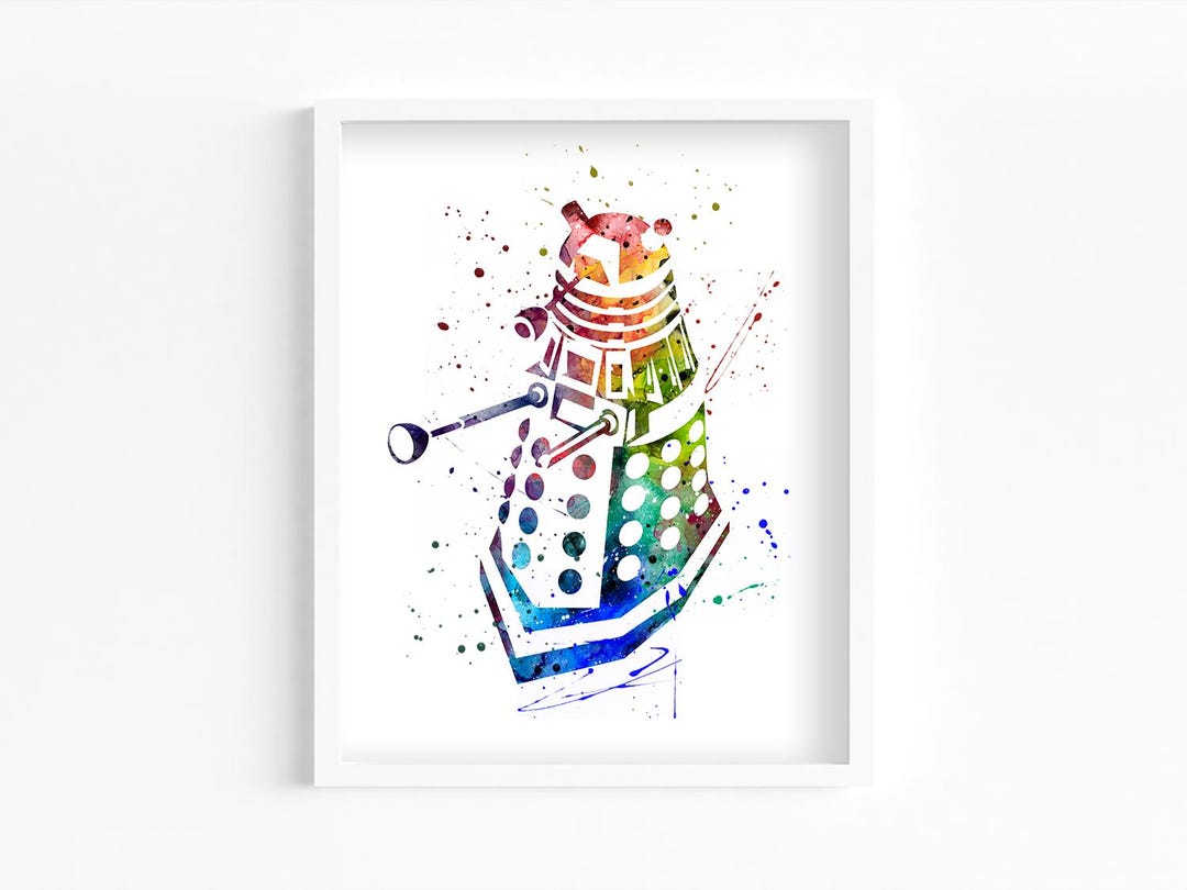 Dalek Robot Watercolor Print, Doctor Who Digital Painting, Home Wall ...